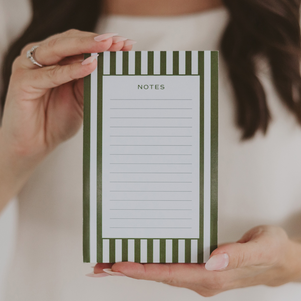 Petite Green Striped Notepad – Grae Studio Design